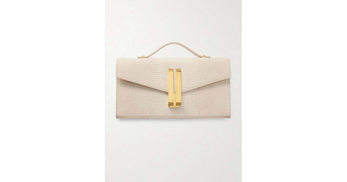DeMellier The Vancouver Lizard-Effect Leather Clutch in Natural | Lyst