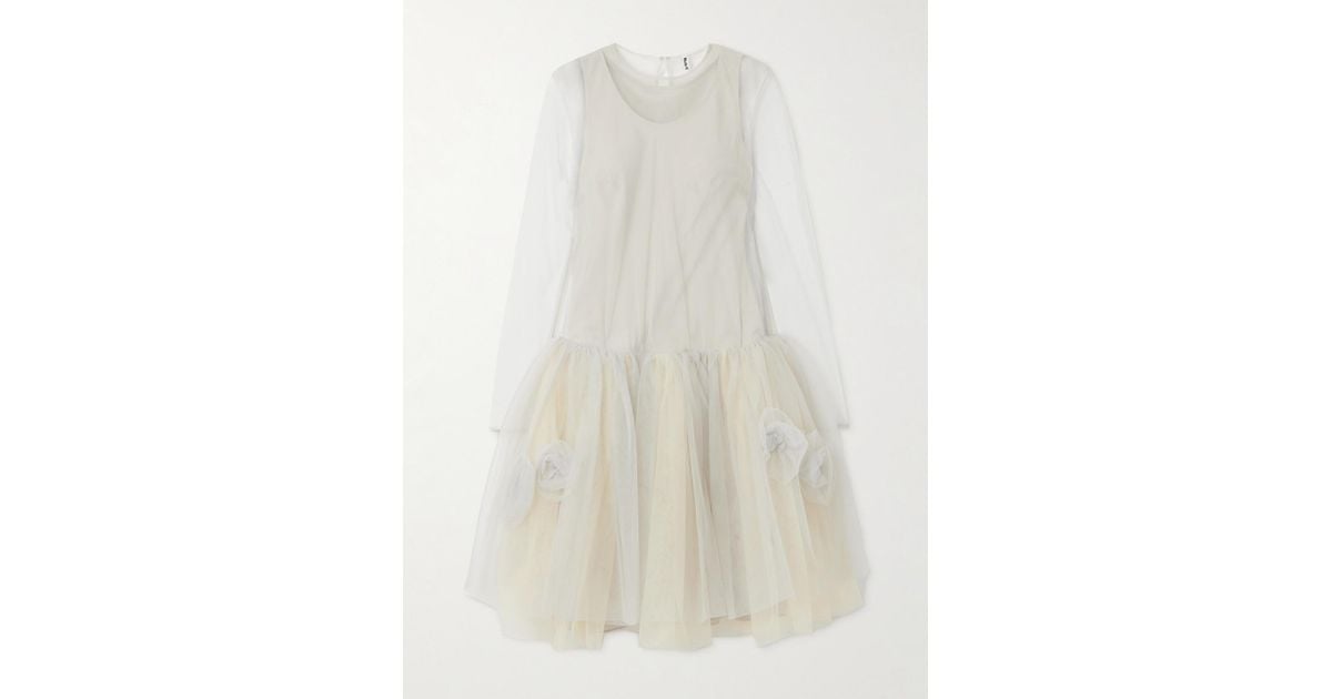Molly Goddard Layered Ruffled Tulle Dress in White | Lyst