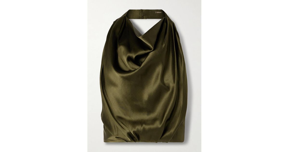 Cult Gaia Adrienne Open-Back Draped Silk-Blend Satin Halterneck Tank in ...