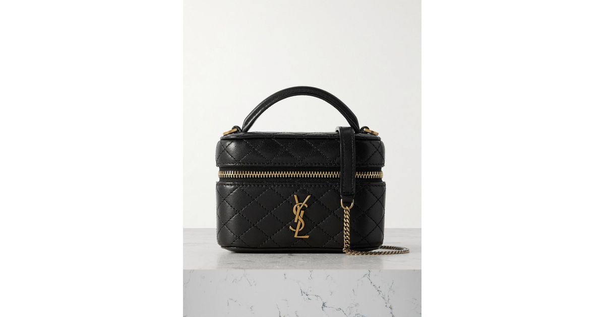Saint Laurent Gaby Vanity Micro Quilted Leather Shoulder Bag in Black | Lyst UK