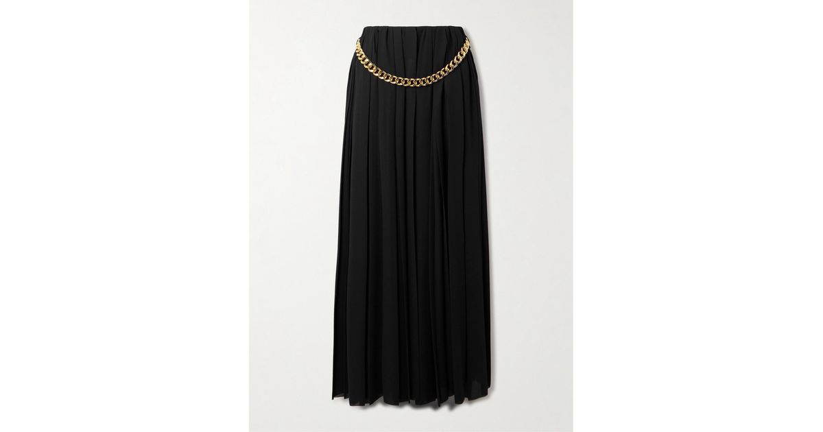 Balenciaga Chain-Embellished Pleated Crepe Maxi Skirt in Black | Lyst UK