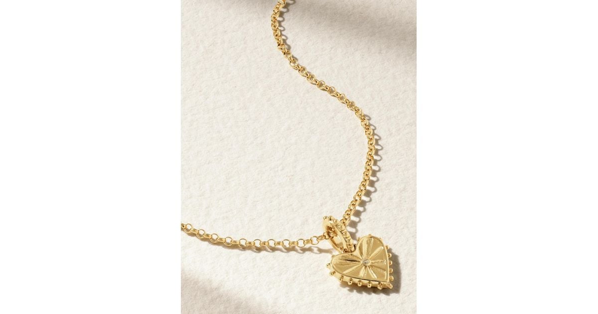 Marlo Laz Mini Dangling Heart 14-Karat Diamond Necklace in Natural ...