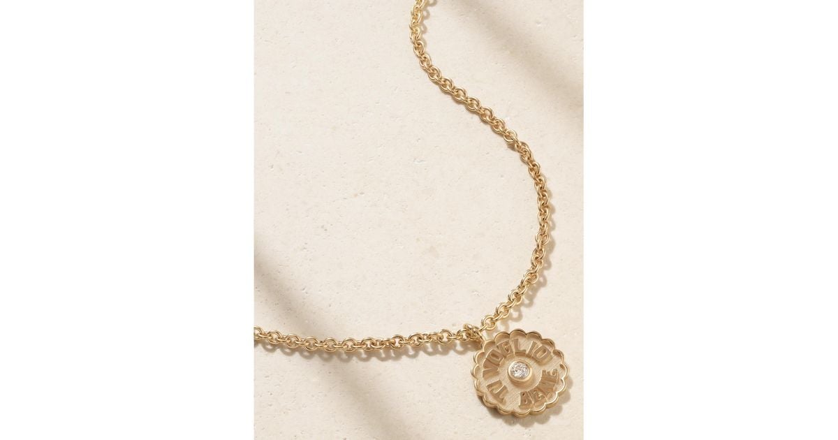 Marlo Laz Tvb Mini 14-Karat Diamond Necklace in Natural | Lyst