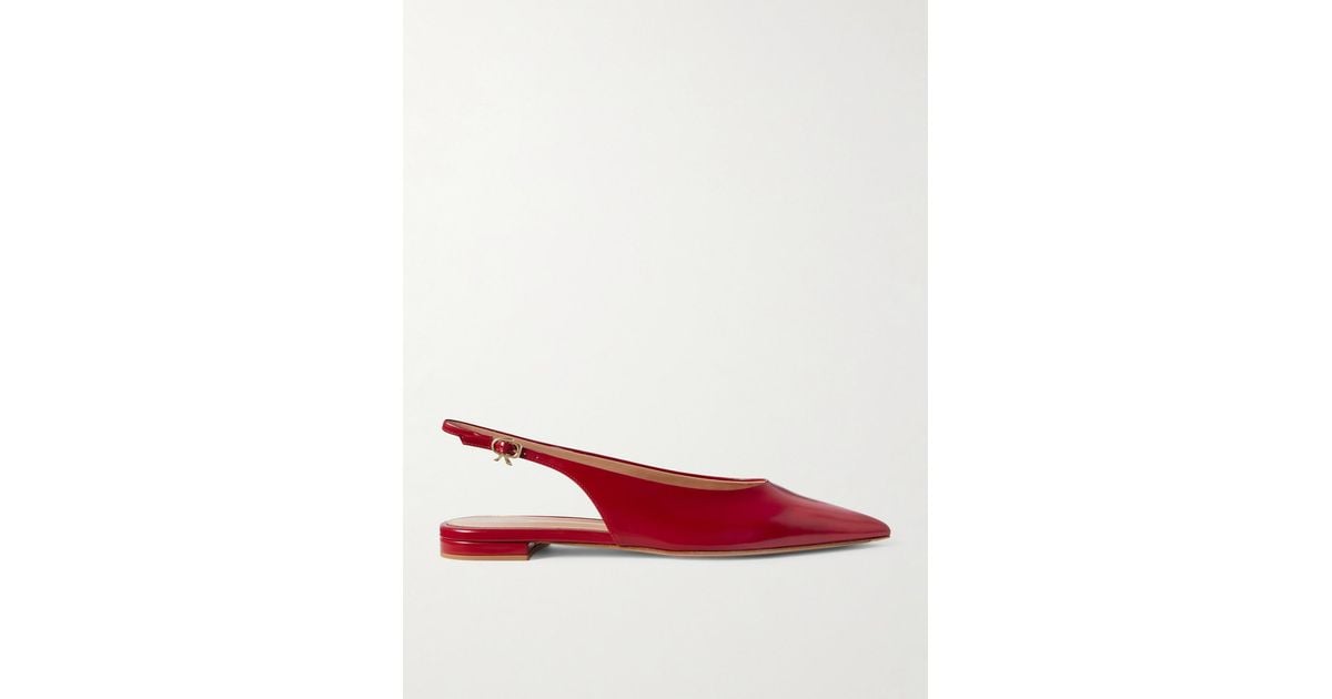 Gianvito Rossi Robbie Patent-Leather Slingback Flats in Red | Lyst