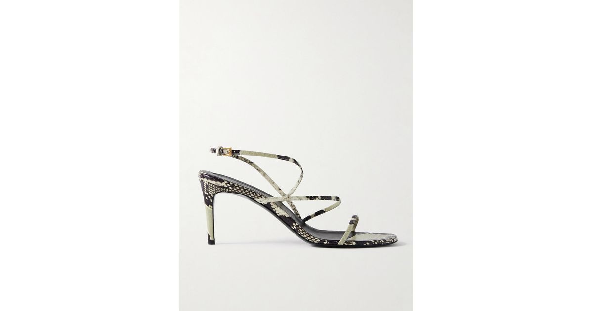 KHAITE Loop Snake-Effect Leather Sandals in White | Lyst