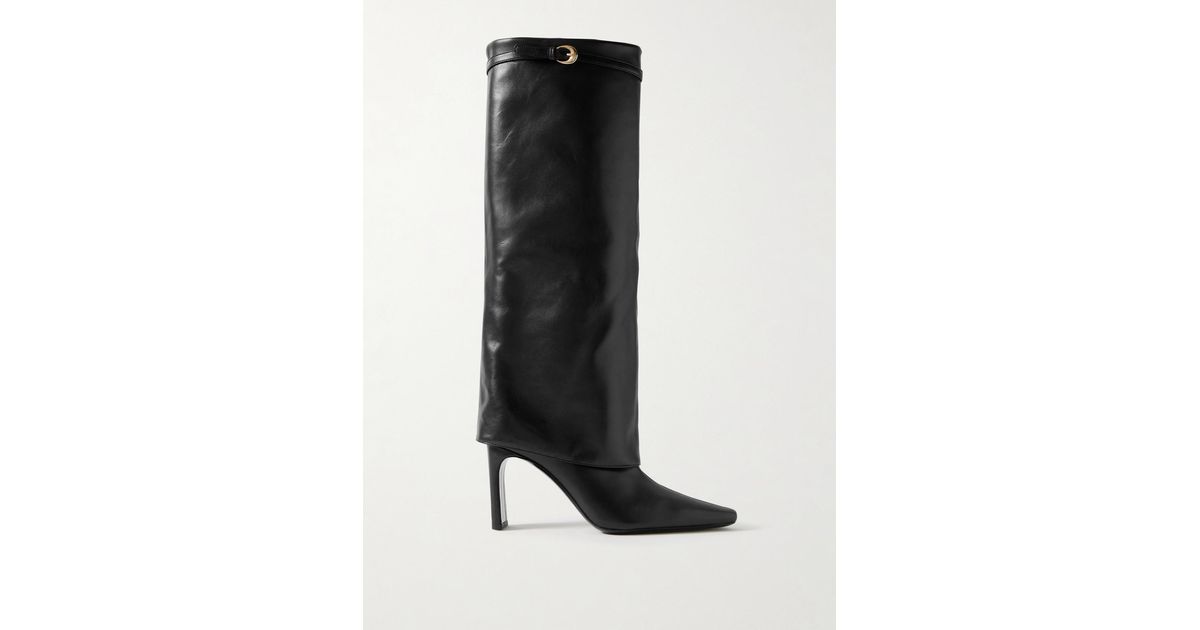 STAUD Wally Buckled Leather Knee Boots in Black | Lyst