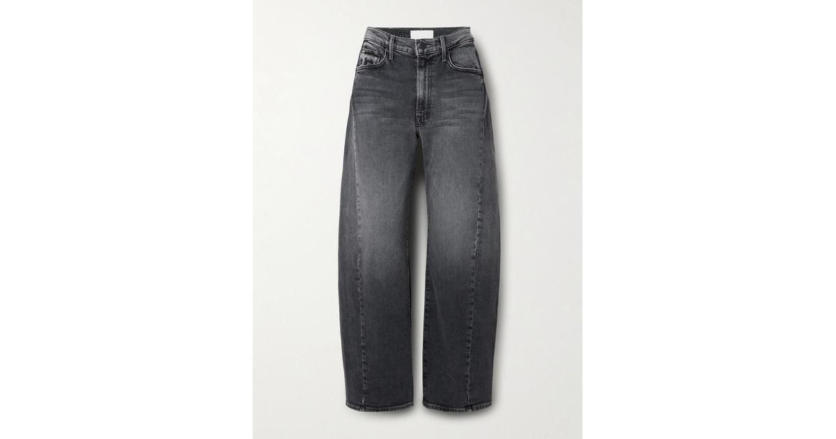 Mother The Half Pipe Flood High-Rise Barrel-Leg Jeans in Gray | Lyst