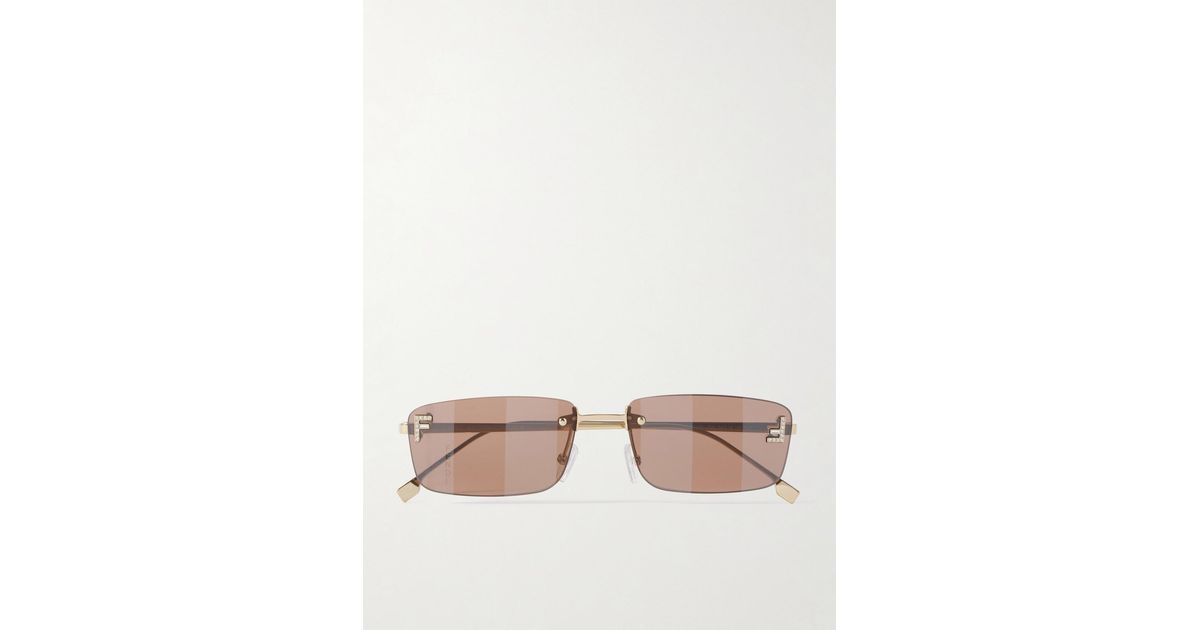 Fendi Fendi First Rectangular-Frame Crystal-Embellished-Tone Sunglasses ...