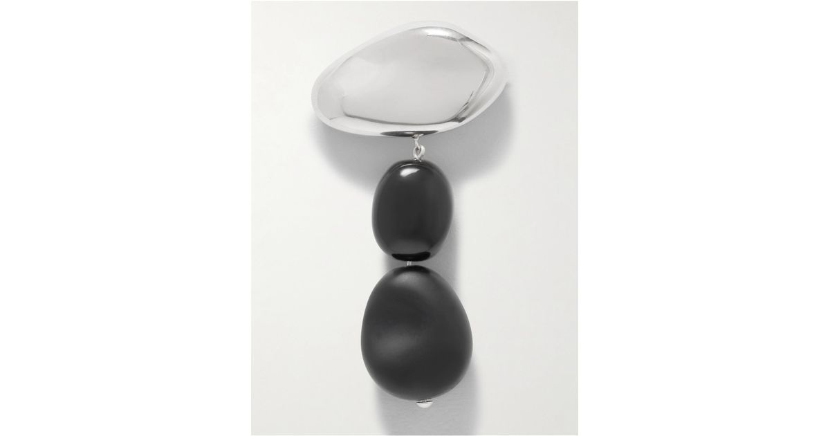 AGMES Tess Sterling Onyx Brooch in Grey | Lyst UK