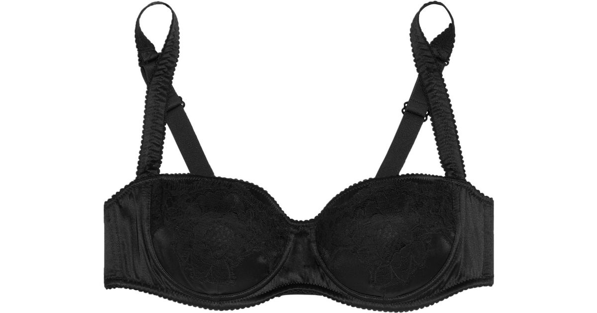 Lyst Dolce And Gabbana Lace Trimmed Stretch Silk Satin Balconette Bra