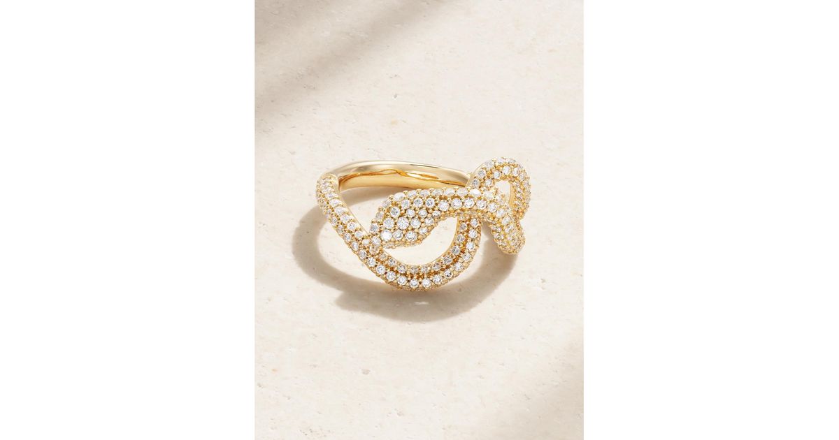Ole Lynggaard Copenhagen Snakes Small 18-Karat Diamond Ring in Natural | Lyst