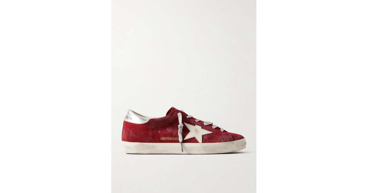 Golden Goose Super-Star Distressed Metallic Leather-Trimmed Suede ...