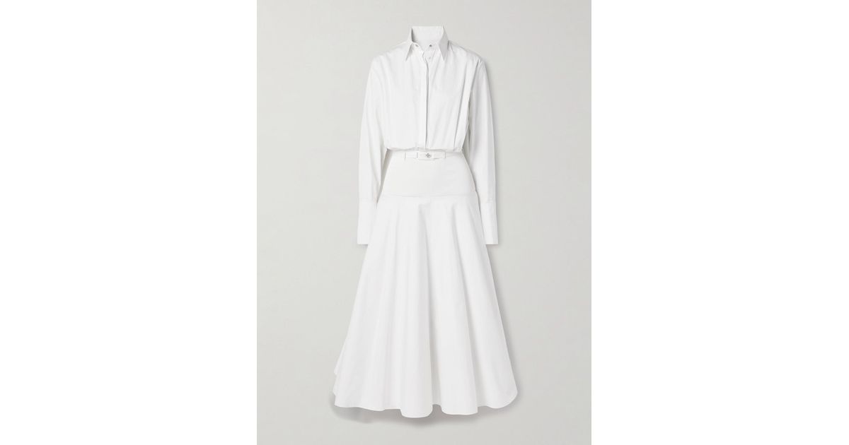 Brandon Maxwell The Judith Belted Stretch Knit-Trimmed Cotton-Poplin ...