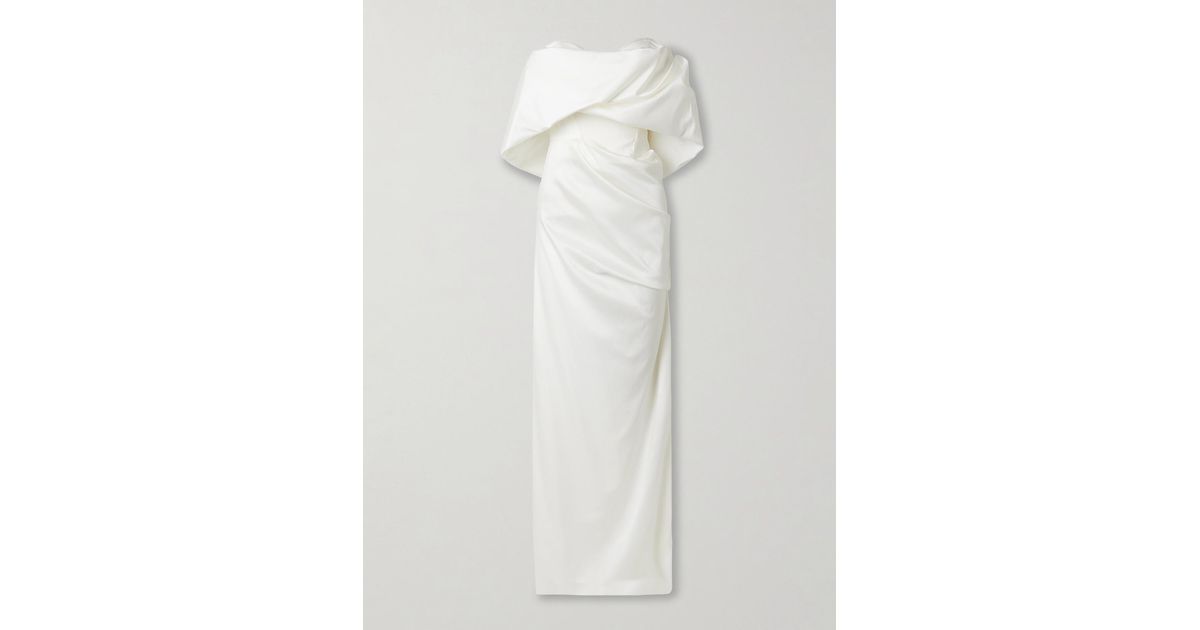 Vivienne Westwood Sybyl Off-The-Shoulder Draped Satin Gown in White | Lyst