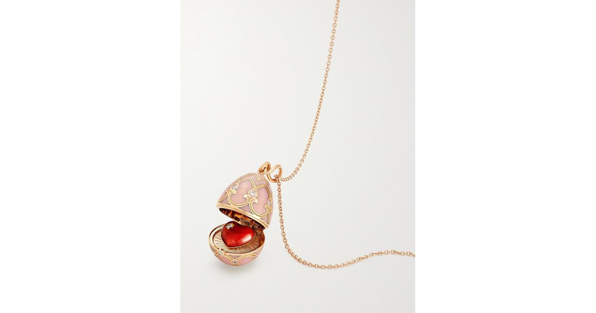 Faberge Heritage 18-Karat Rose, Enamel And Diamond Necklace in White | Lyst