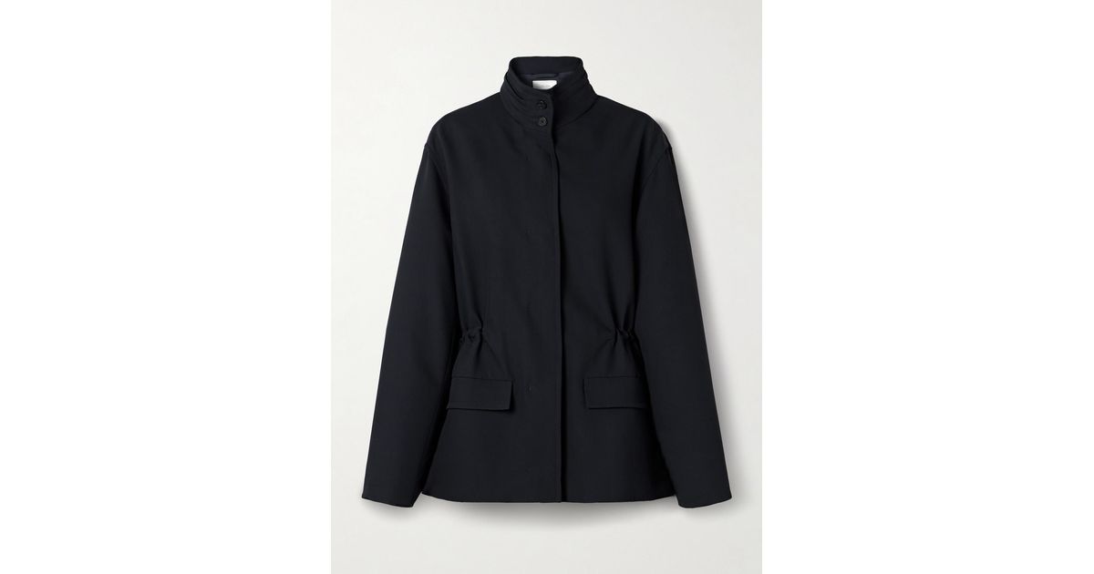The Row Tanera Hooded Wool-Gabardine Jacket in Black | Lyst