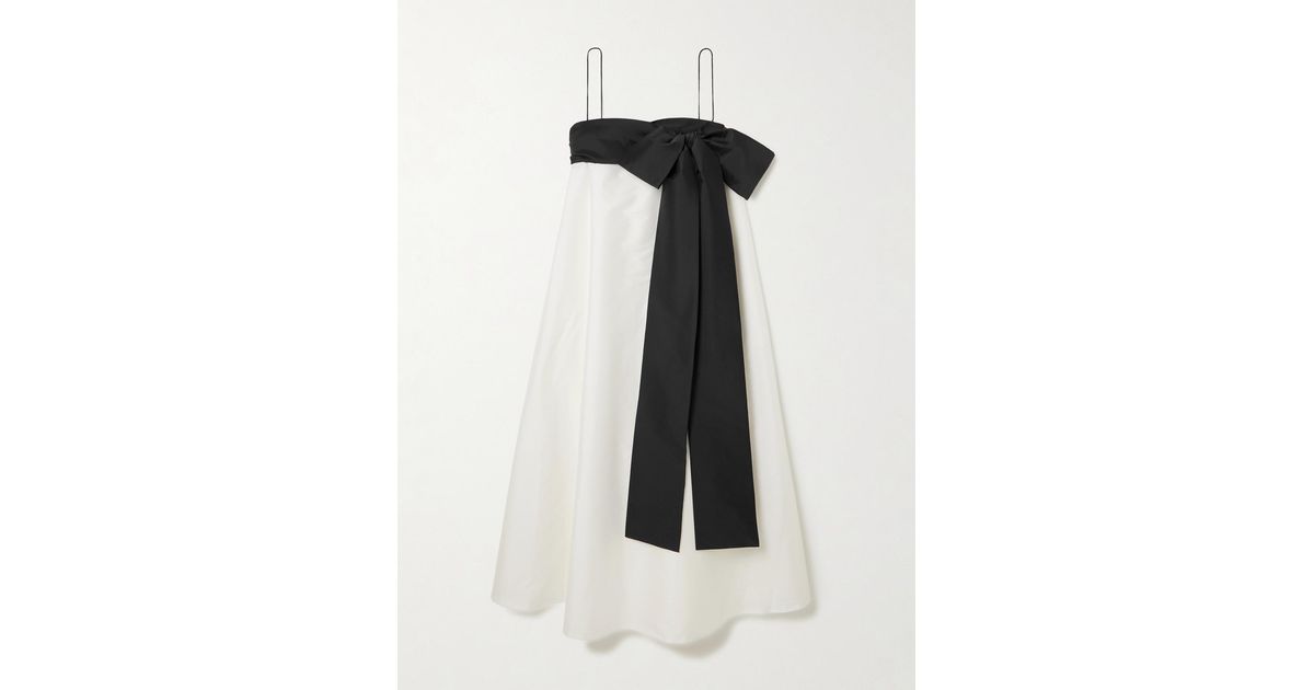 BERNADETTE Bailey Two-Tone Bow-Embellished Taffeta Midi Dress in Black ...