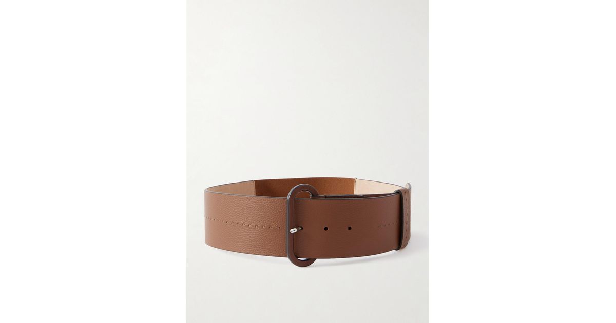 Max Mara Textured Leather Belt in Brown | Lyst
