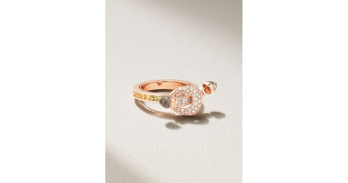 ANANYA Chakra 18-Karat Rose Multi-Stone Ring in Natural | Lyst