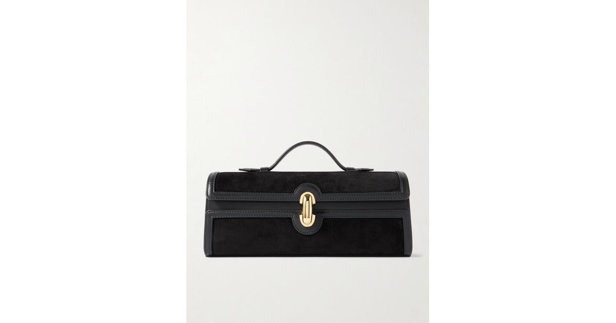 SAVETTE Slim Symmetry Pochette Leather-Trimmed Suede Tote in Black | Lyst