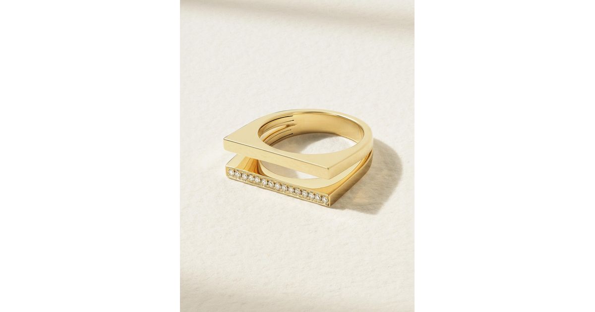 Mizuki Double Bar 14-Karat Diamond Ring in Natural | Lyst