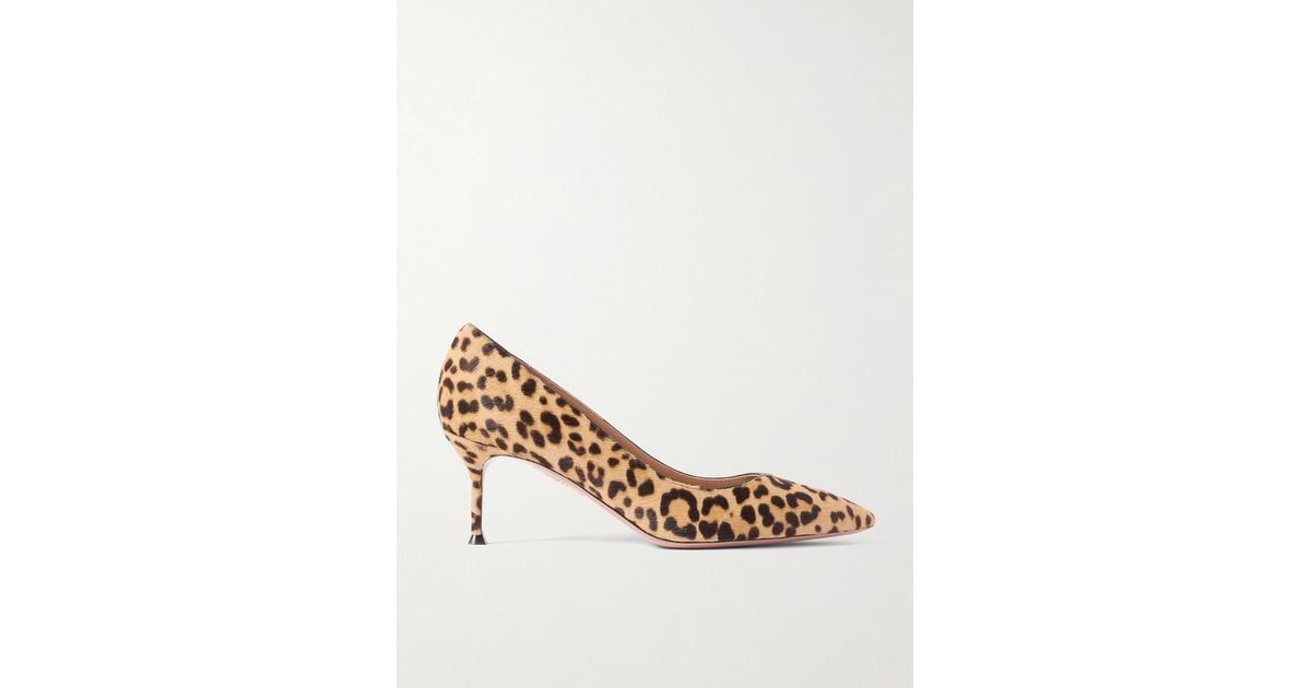 Aquazzura Purist 65 Leopard-Print Calf Hair Pumps in Natural | Lyst
