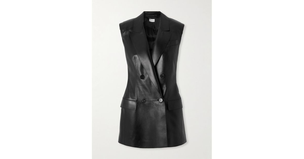 Givenchy Double-Breasted Leather Vest in Black | Lyst UK