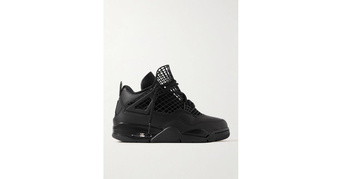Nike Air Jordan 4 Net Cutout Rubber-Trimmed Leather High-Top Sneakers ...