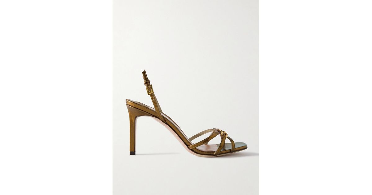 Tom Ford Whitney Embellished Lizard-effect Leather Sandals in Metallic ...