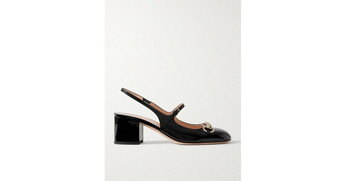 Gucci Lady Horsebit-Detailed Patent-Leather Mary Jane Pumps in Black | Lyst