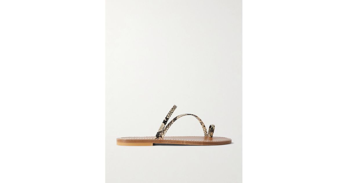 K. Jacques Actium Snake-Effect Leather Slides | Lyst