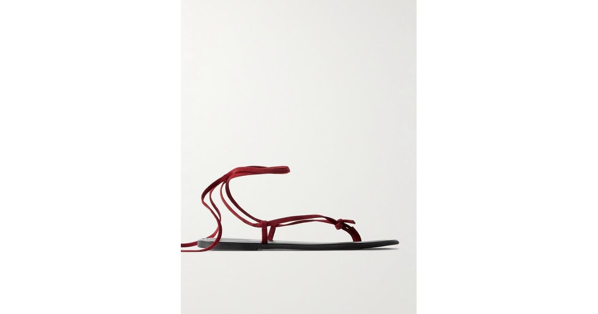The Row Suede Sandals in Red | Lyst