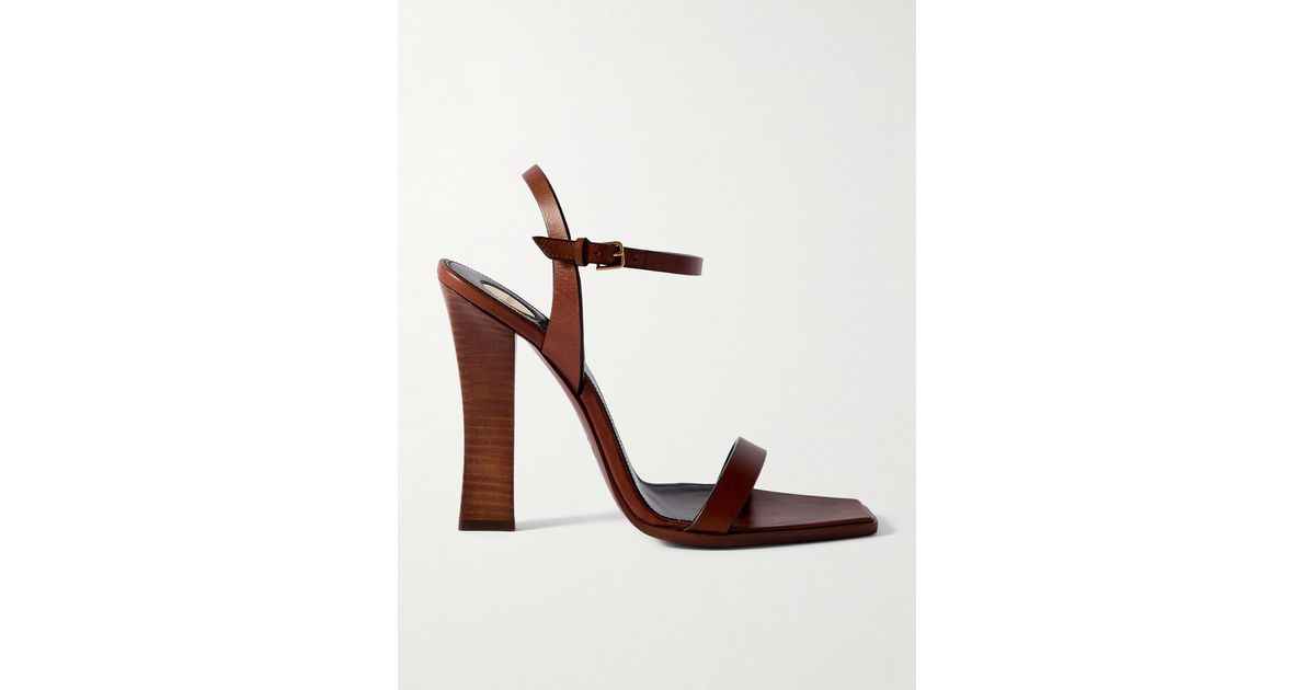 Saint Laurent Susan Leather Sandals in Brown | Lyst