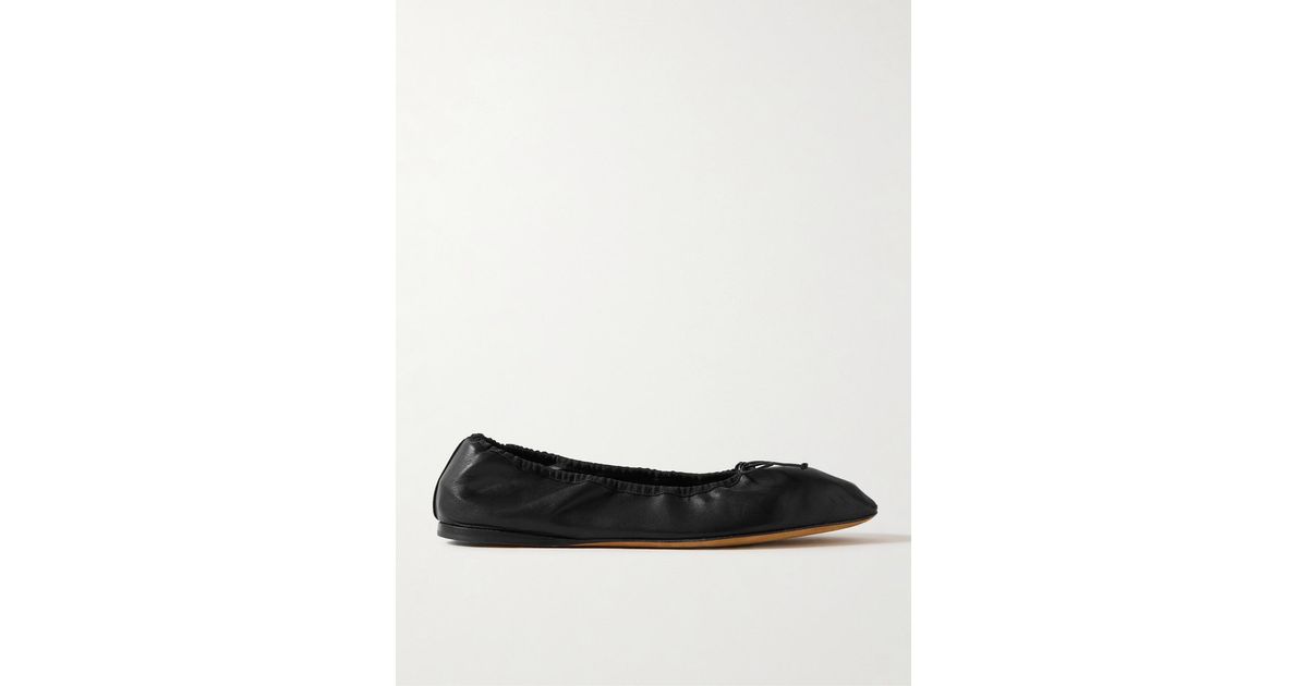 The Row Awar Grosgrain-Trimmed Leather Ballet Flats in White | Lyst