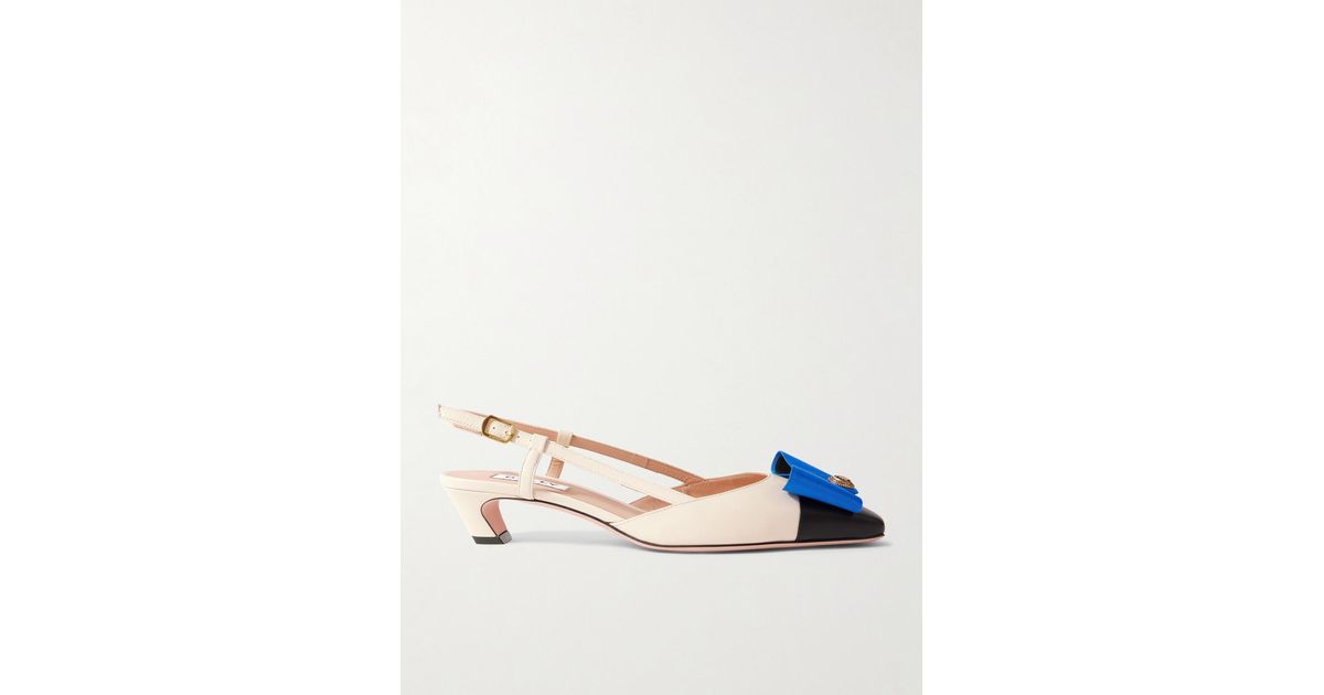Bally Bilyana Grosgrain-Trimmed Leather Slingback Pumps in Natural | Lyst