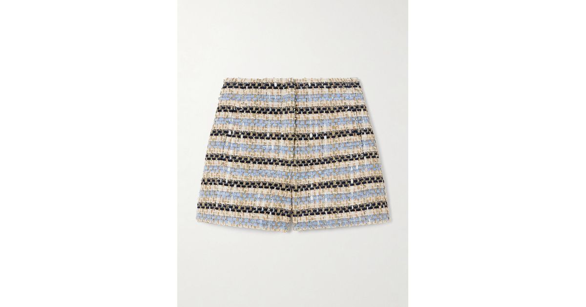 Veronica Beard Jazmin Metallic Tweed Shorts in Gray | Lyst
