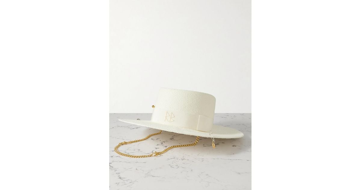 Ruslan Baginskiy Gambler Grosgrain-Trimmed Embellished Straw Hat in ...