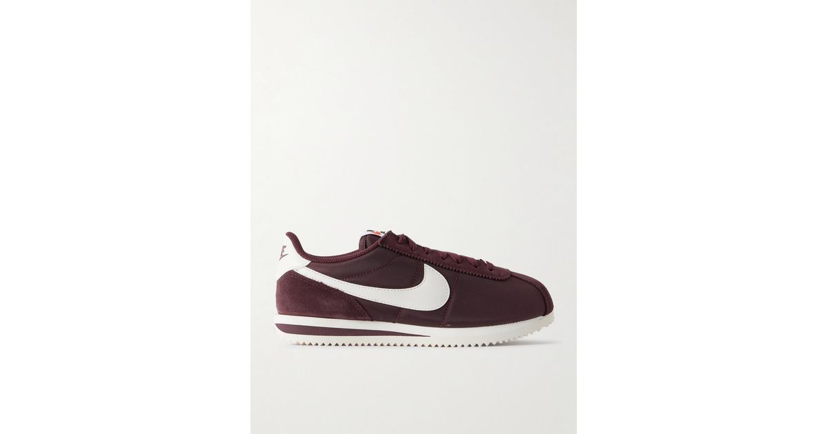 Nike Cortez Leather And Suede-Trimmed Canvas Sneakers in Brown | Lyst