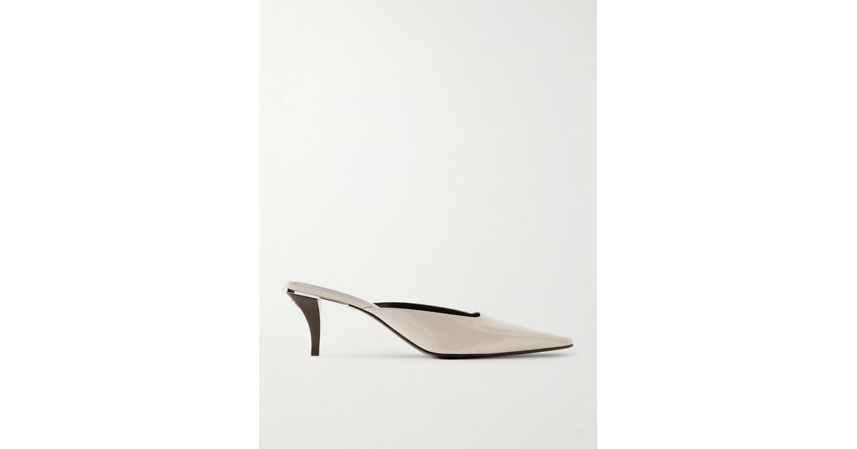 Gucci Embellished Glossed-Leather Mules in White | Lyst