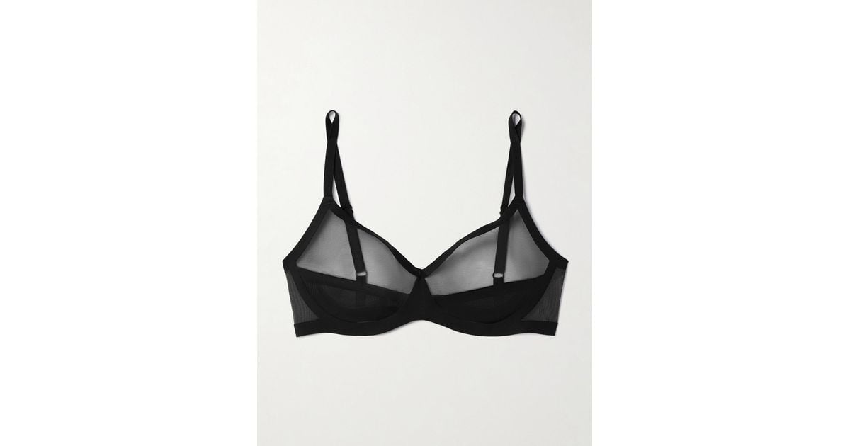 Commando Stretch-Mesh Soft-Cup Bra in Black | Lyst