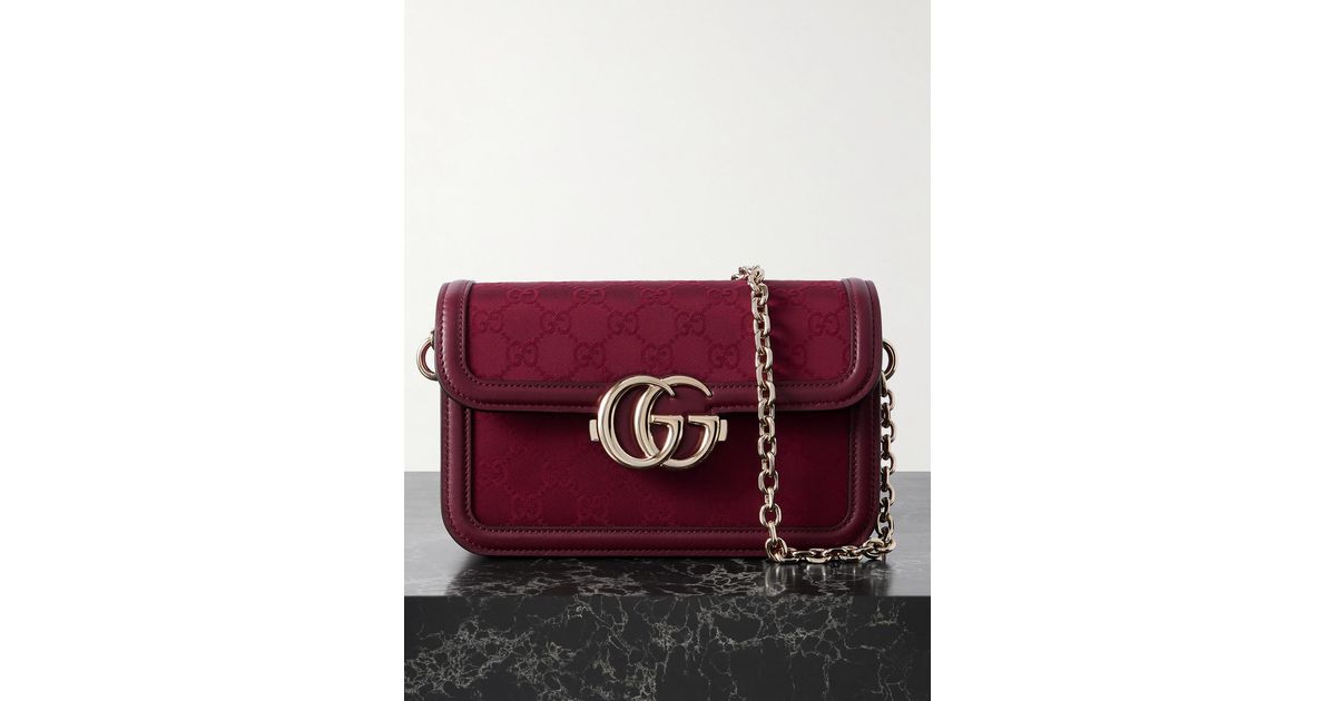 Gucci Go Small Leather-Trimmed Canvas-Jacquard Shoulder Bag in Purple ...
