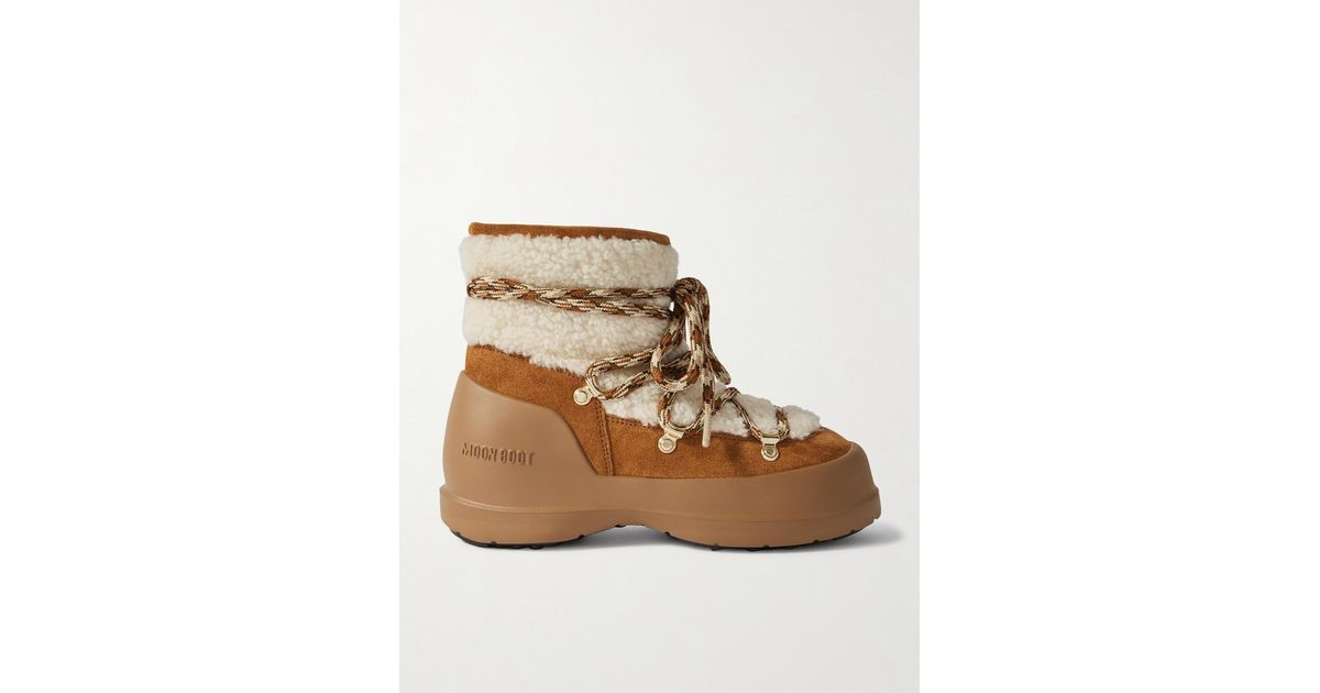 Moon Boot Luna Shearling Snow Boots in Natural | Lyst