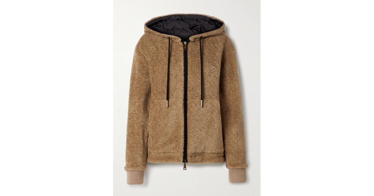 Moncler Reversible Fleece And Shell Zip-Up Hoodie in Brown | Lyst