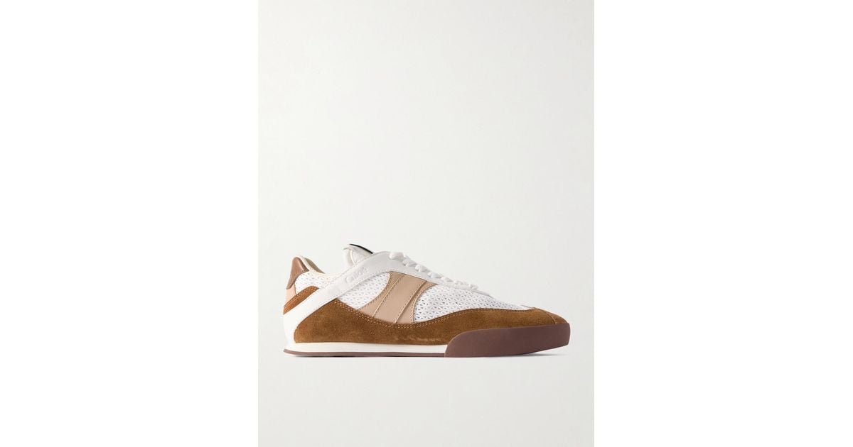 Chloé Kick Suede, Mesh And Leather Sneakers in White | Lyst