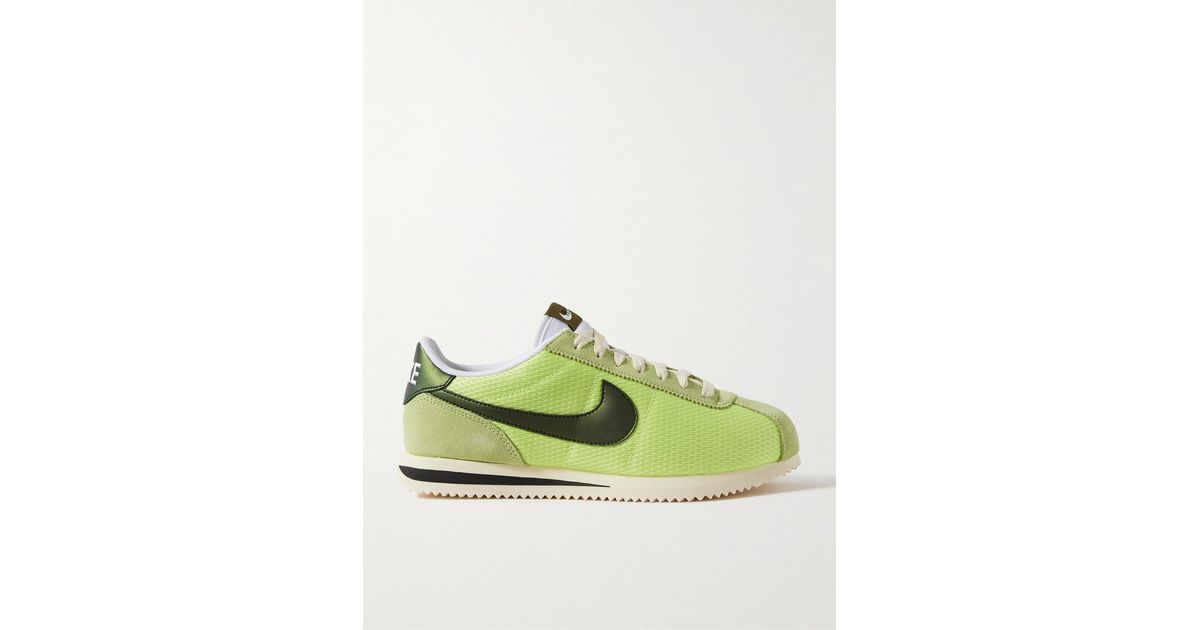 Nike Cortez Leather And Suede-Trimmed Mesh Sneakers in Green | Lyst