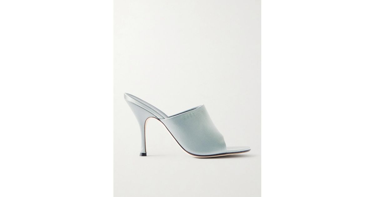 Gucci Satin Mules in Gray | Lyst