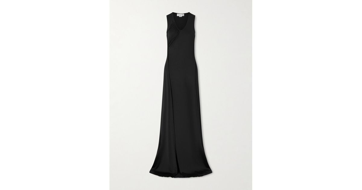 Victoria Beckham Gathered Satin Gown in Black | Lyst UK