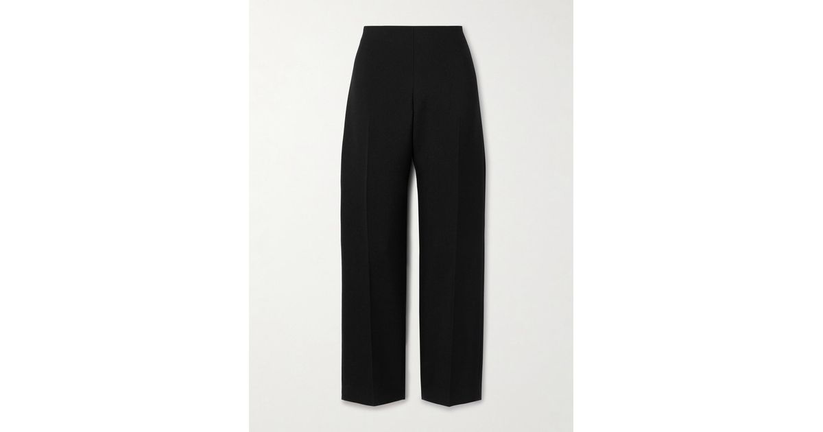 The Row Vesco Wool-Crepe Straight-Leg Pants in Black | Lyst