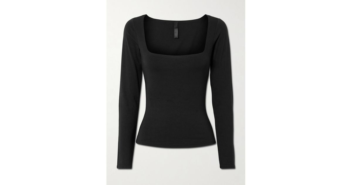 Skims Smooth Layers Square Neck Top in Black | Lyst