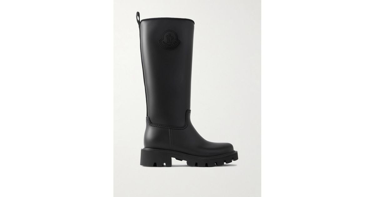 Moncler Kickstream Pvc And Shell Knee Boots in Black | Lyst